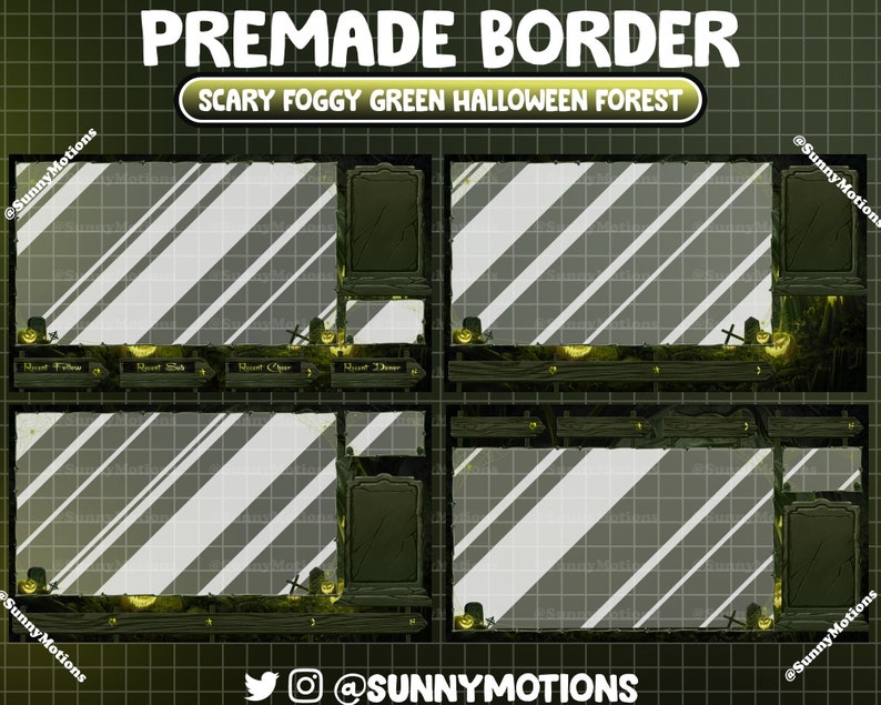 ANIMATED Twitch Overlay Stream Package: Foggy Green Pumpkin Halloween ...