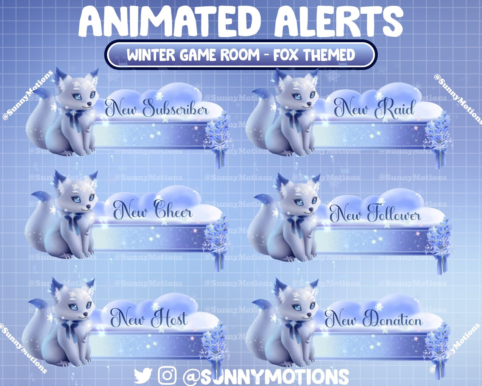 Animated Twitch Stream Package Overlay, Snowflake PC Game Room, Cozy ...