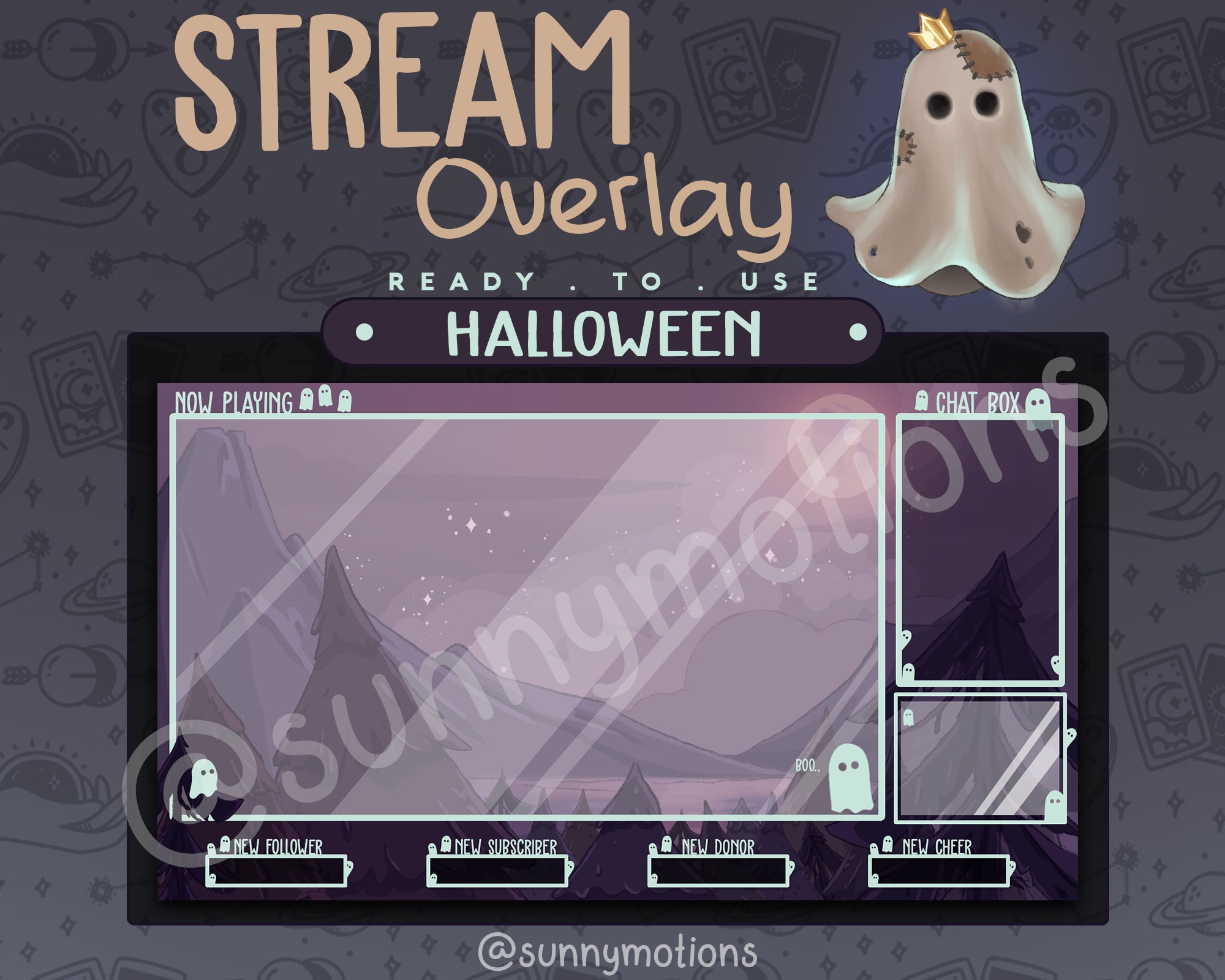 FULL ANIMATED Boo Boo Ghost in Night Forest Twitch Stream Package ...