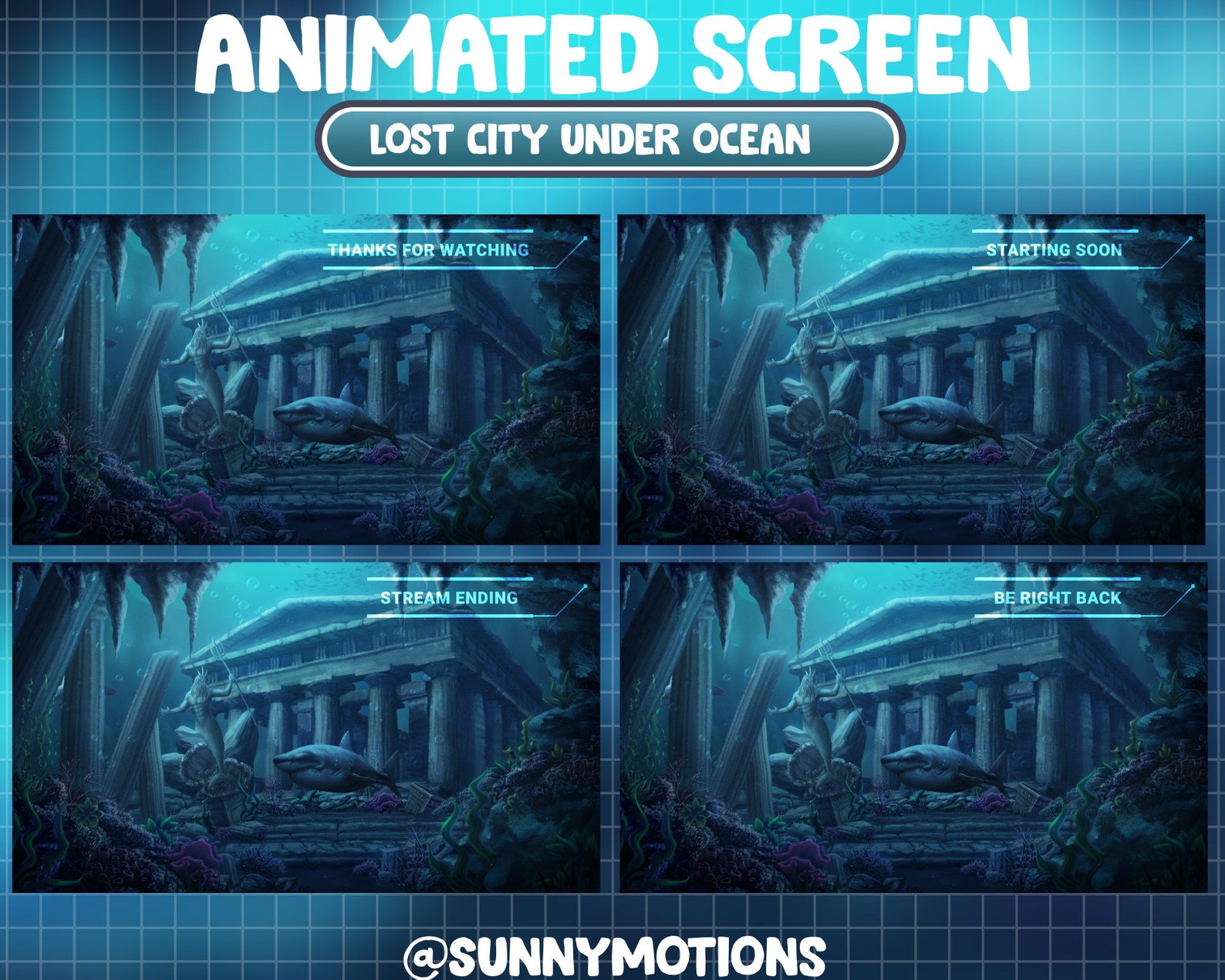 FULL ANIMATED Twitch Stream Package / Temple Under Ocean Hammerhead ...