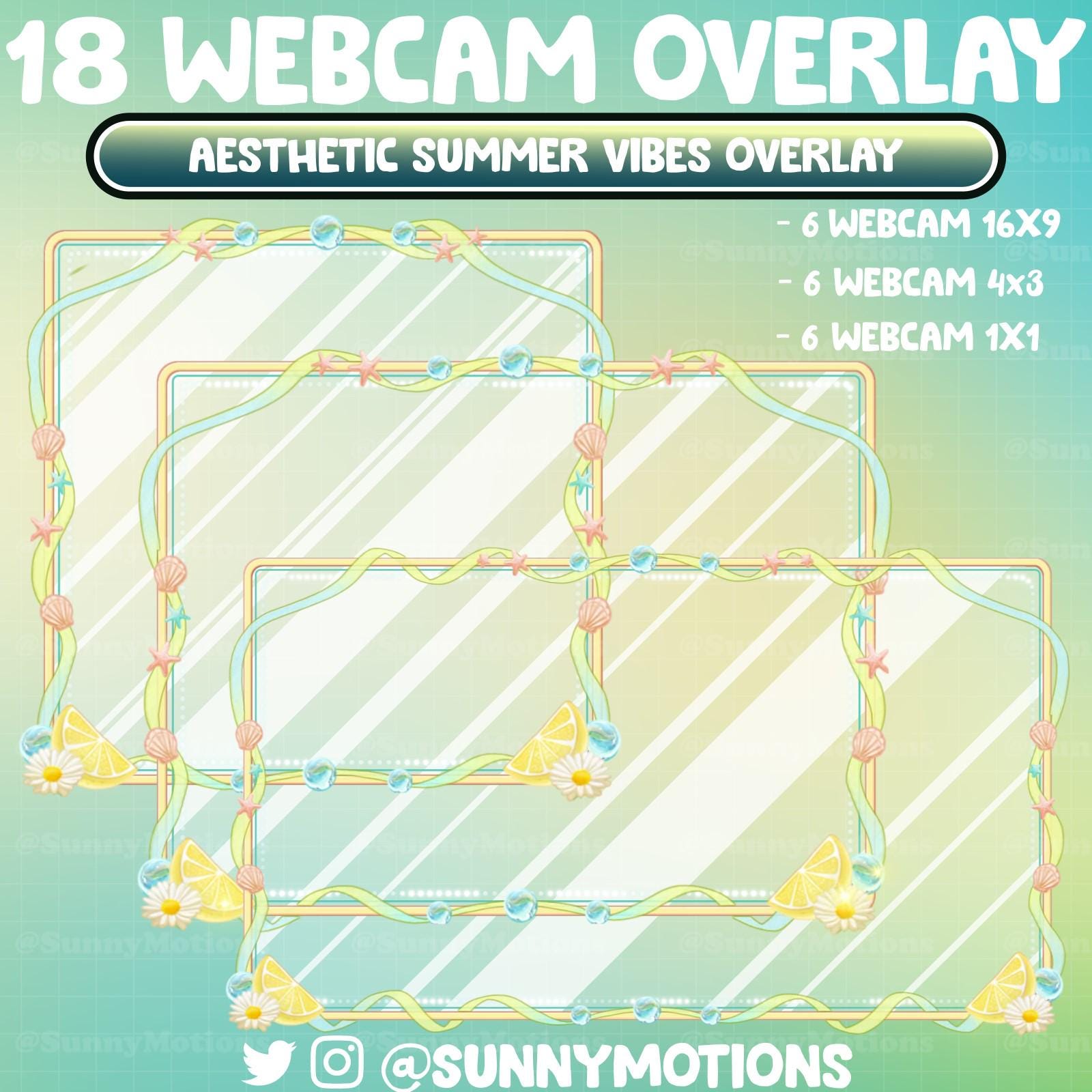 18 Animated Lo-fi Aesthetic Summer Vibes Webcam Overlay, Daisy, Lemon ...