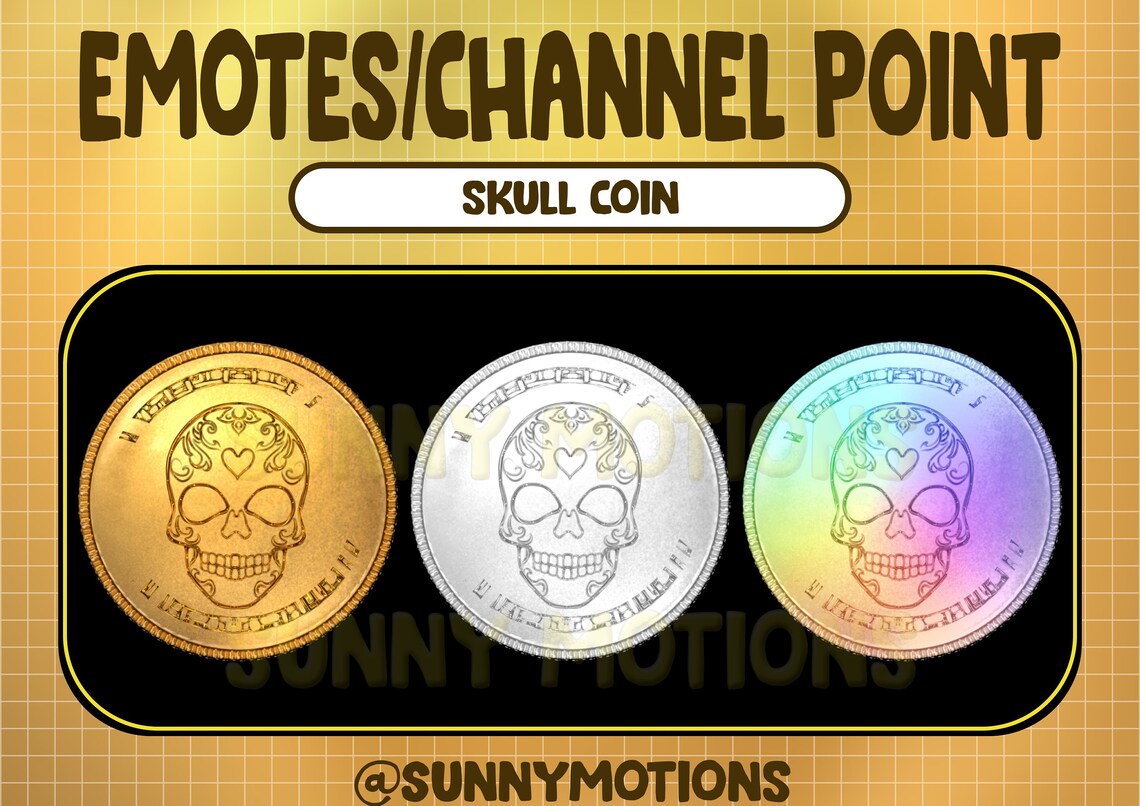 Twitch Cool Gold Skull Coin Emotes / Channel Points / Kawaii - Etsy