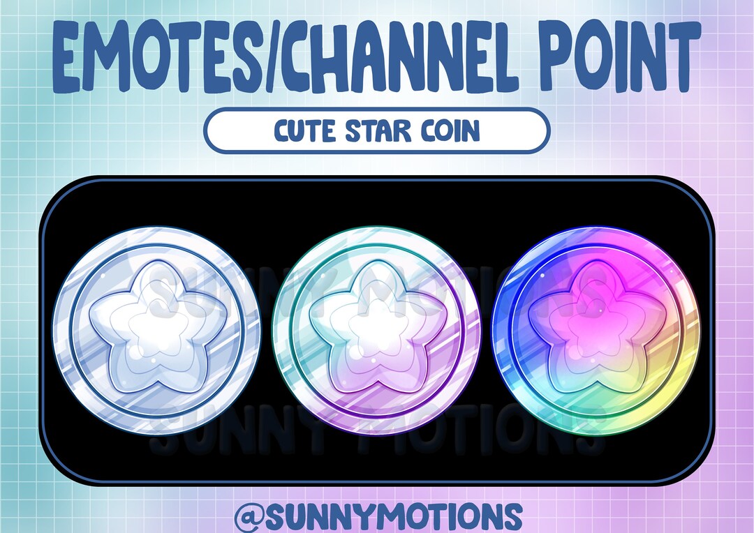 Glossy Star Twitch Coin Emotes / Cute Sparkles Channel Points / Kawaii ...