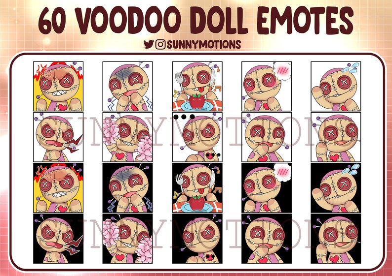 Horror Orange Voodoo Doll Twitch Emotes Bundle, Discord, Streamer ...