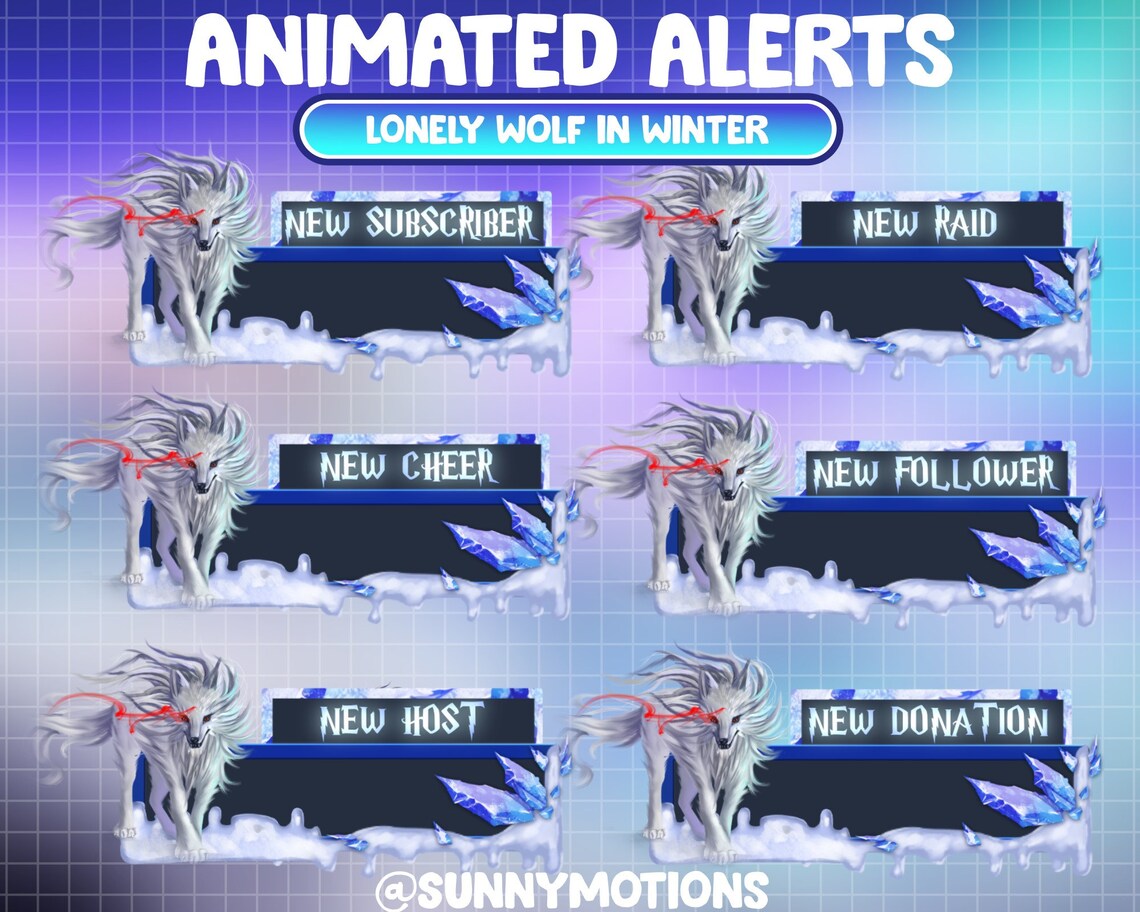 FULL ANIMATED Twitch Stream Package / Winter Wolf in Glowing - Etsy