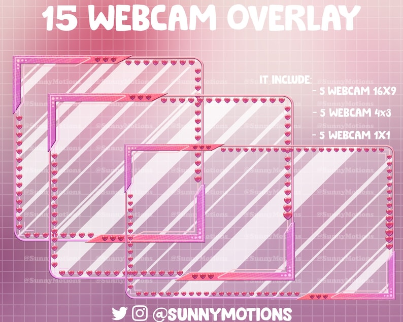 15 Animated Pink Red Valentine's Day Webcam Overlay, Sweet Love ...