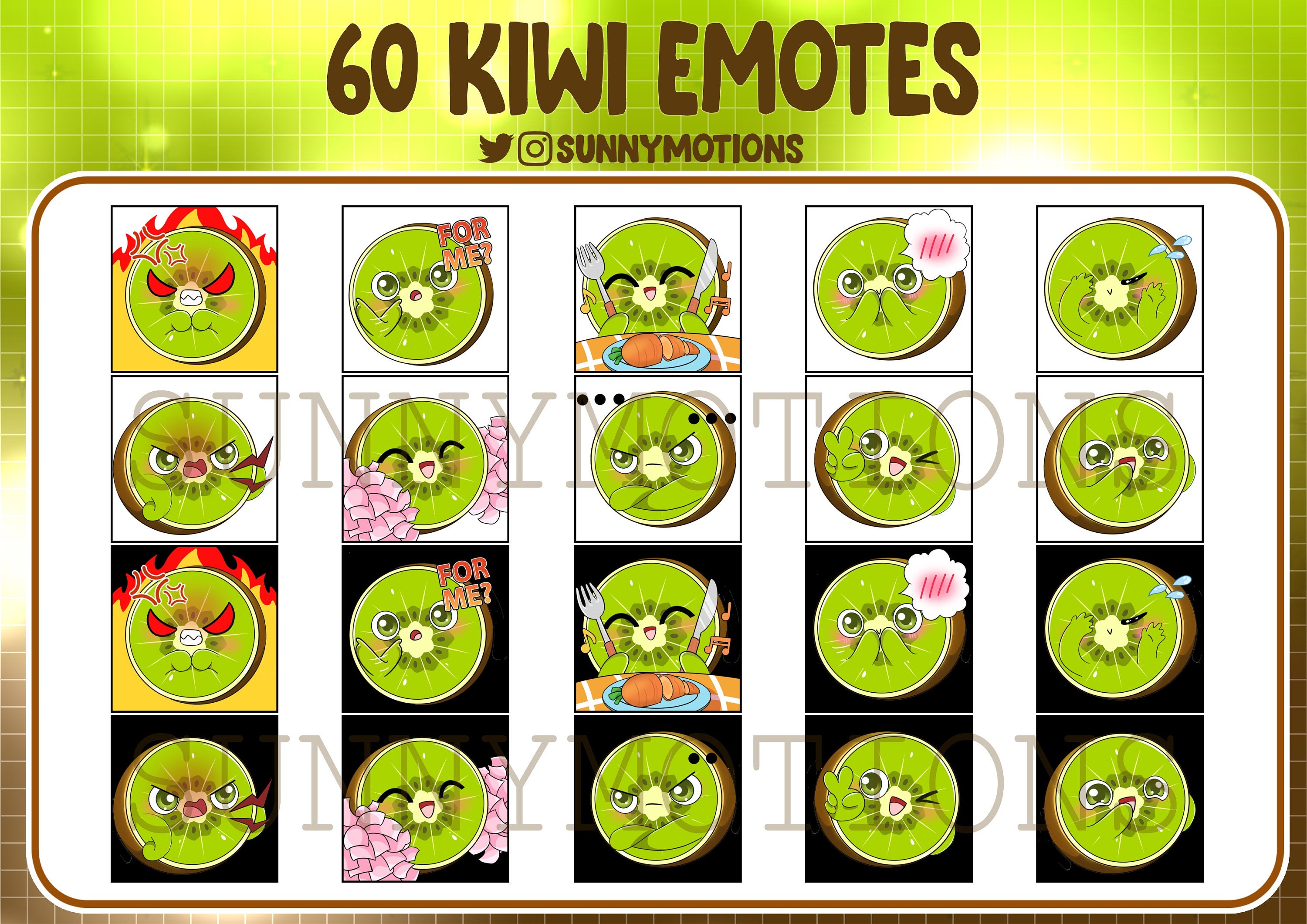 60 Cute Kiwi Fruit Twitch Emotes, Discord Streamer, Kawai Kiwis Slice ...