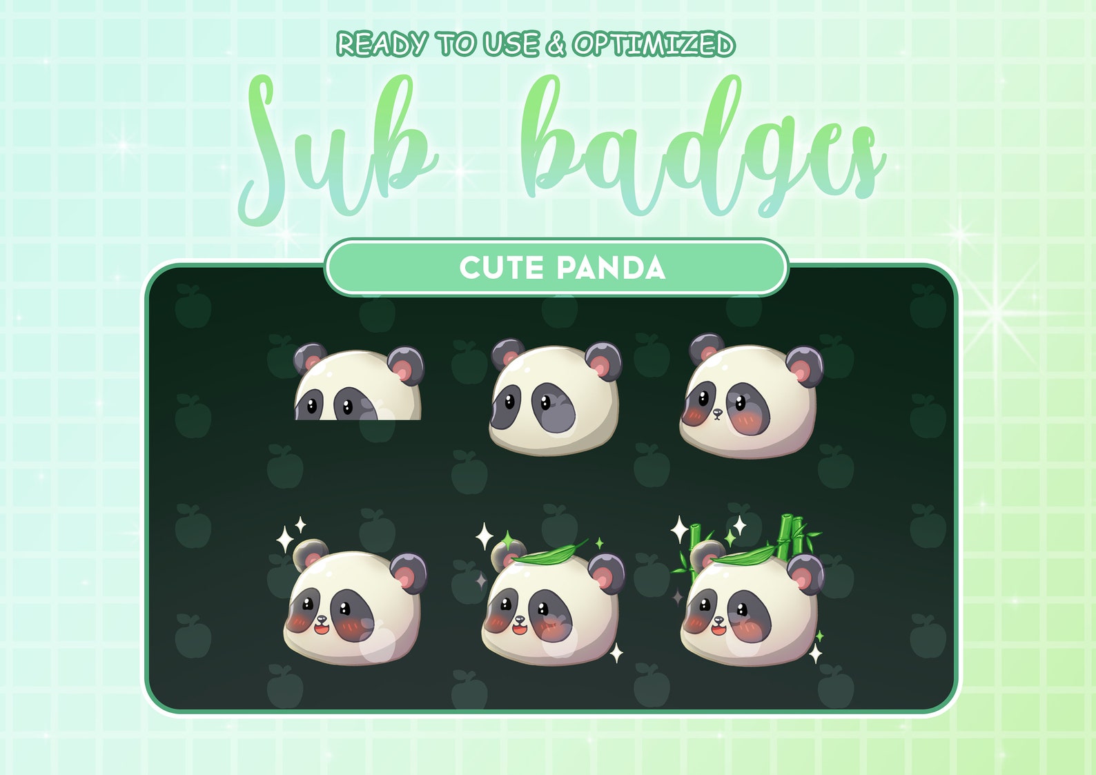 Kawaii Panda Bear Twitch Sub Bit Badges / Cute Giant Panda Streamer ...
