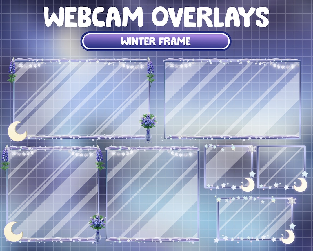 7x Christmas Animated Webcam Border / Blue Purple Winter Stream ...