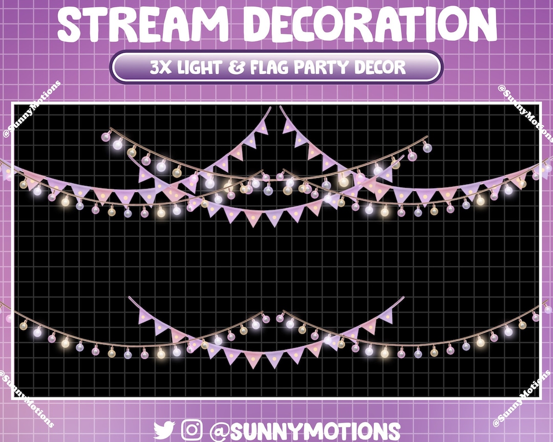3x Light and Flag Party Twitch Overlay Stream Decoration, Colorful ...