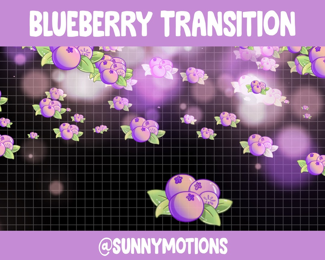 Blueberries Fruit Animated Twitch Scene Transition - Kawaii Blueberry ...