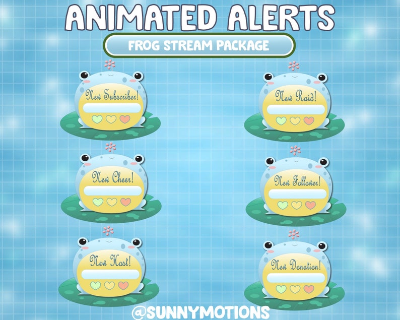 FULL ANIMATED Twitch Stream Package Love Cute Blue Froggy in | Etsy