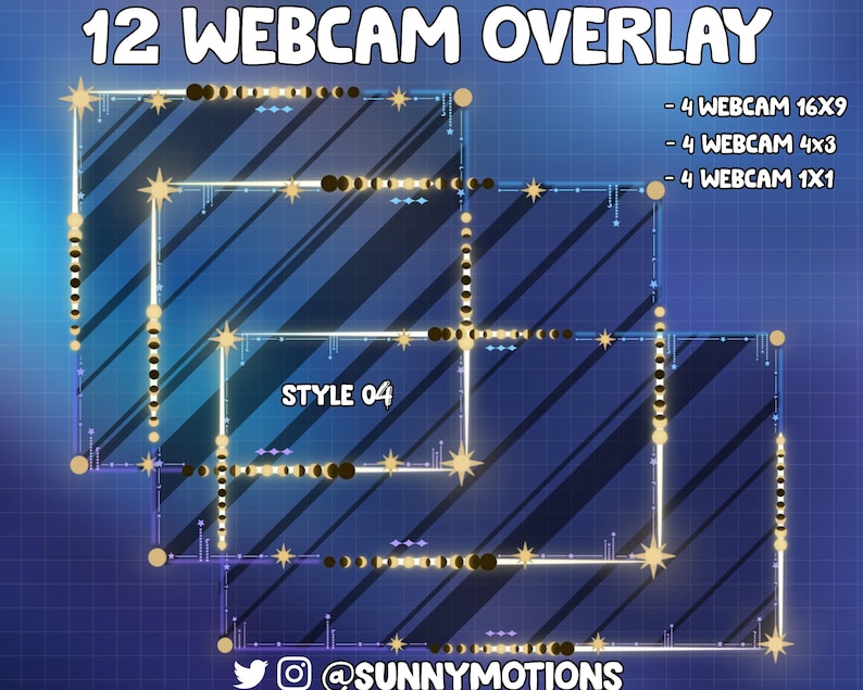 12 Animated Retro Aesthetic Celestial Vibes Webcam Overlay, Sun, Mystic ...