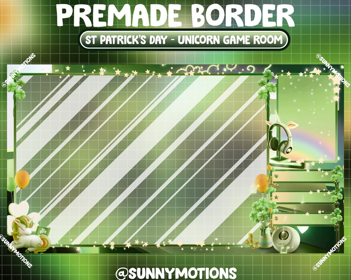 ANIMATED Twitch Overlay Stream Package: Aesthetic Green Orange Unicorn ...
