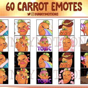 60 Cute Carrot Twitch Emotes, Discord Streamer, Kawai Yummy Root ...