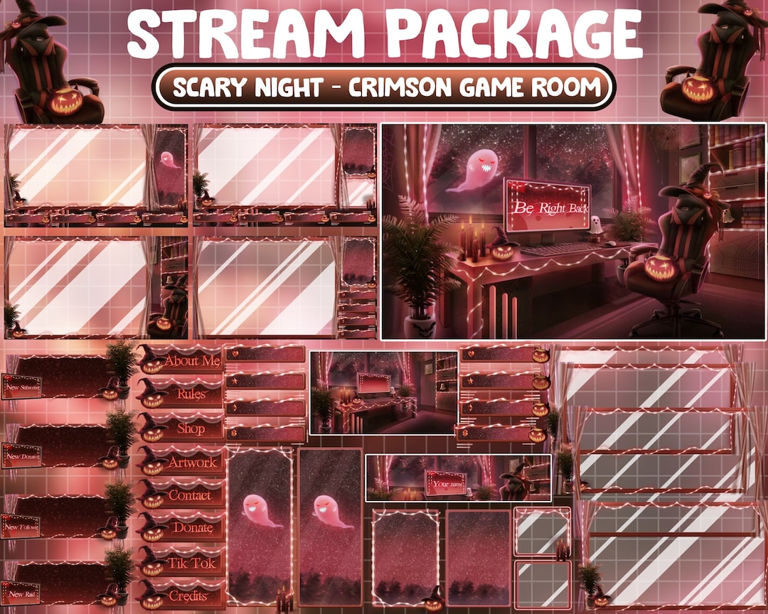 ANIMATED Twitch Overlay Stream Package: Lo-fi Red Crimson Aesthetic PC ...