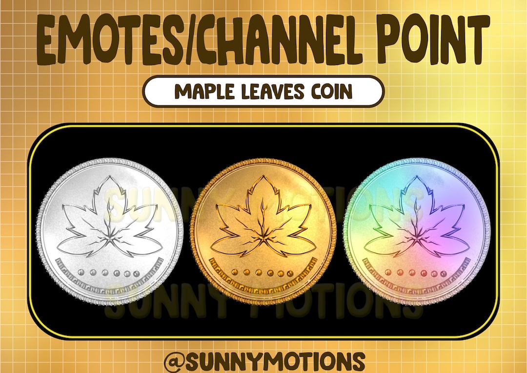 Gold Cute Maple Leaves Coin Twitch Emotes / Cool Channel Points ...