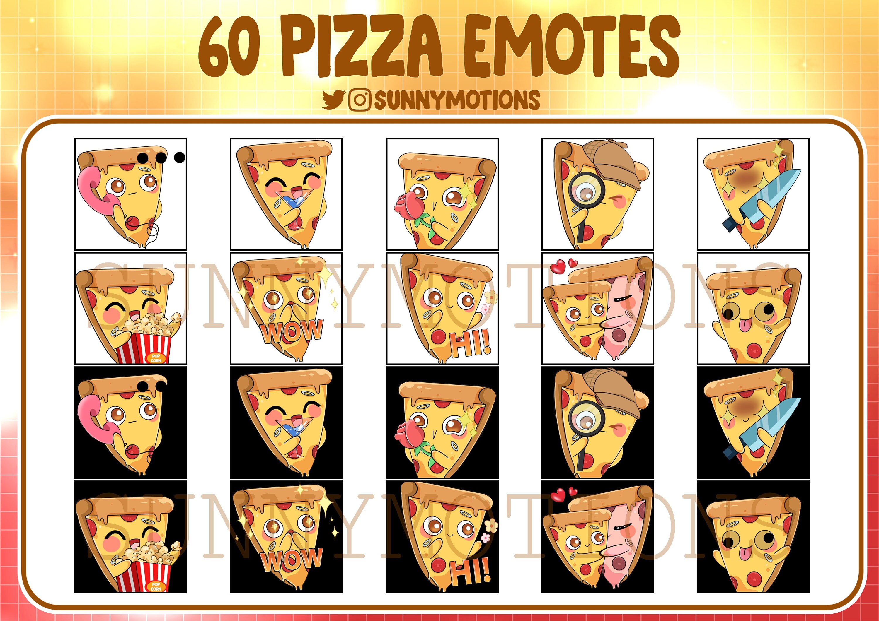 60 Cute Pizza Twitch Emotes, Discord, Streamer, Kawai Yummy Pizza Slice ...