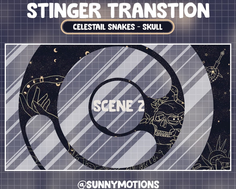 Animated Twitch Stream Stinger Transition: Celestial Snake Skull Screen ...
