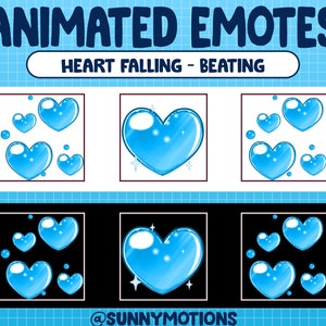 3 Animated Blue Heart Twitch Emotes, Flying Hearts, Falling, Beating ...