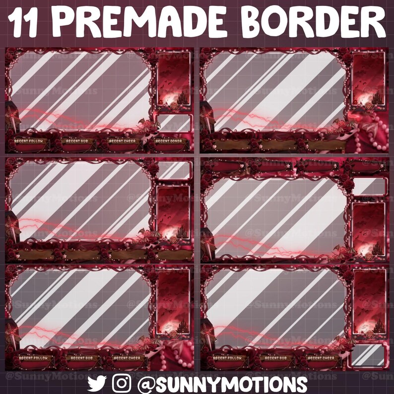 11 Stream Gamer Play, Premade Border, Game Twitch Overlay, Chat Box ...