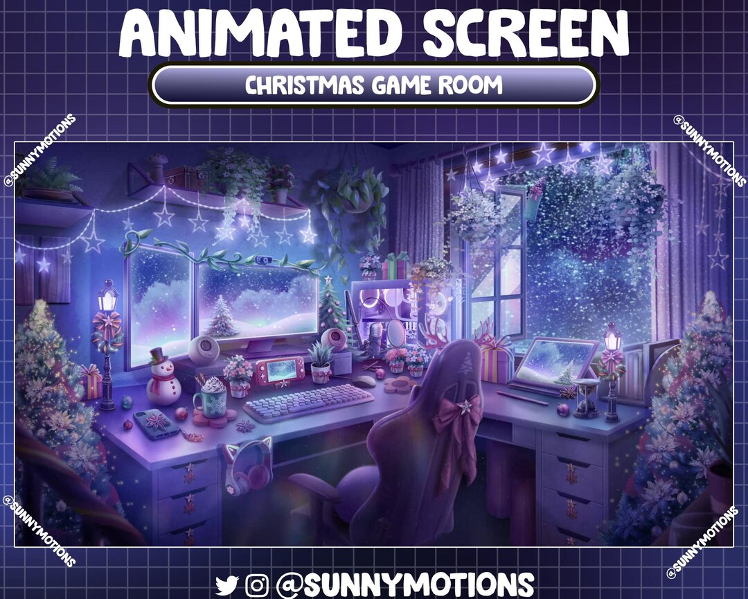 Animated Purple Christmas PC Game Room Setup Twitch Scenes Overlay ...