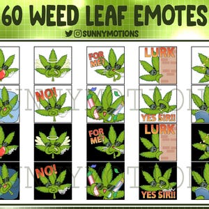 Cute Green Weed Leaf Twitch Emotes, Discord, Streamer, Kawai Marijuana ...