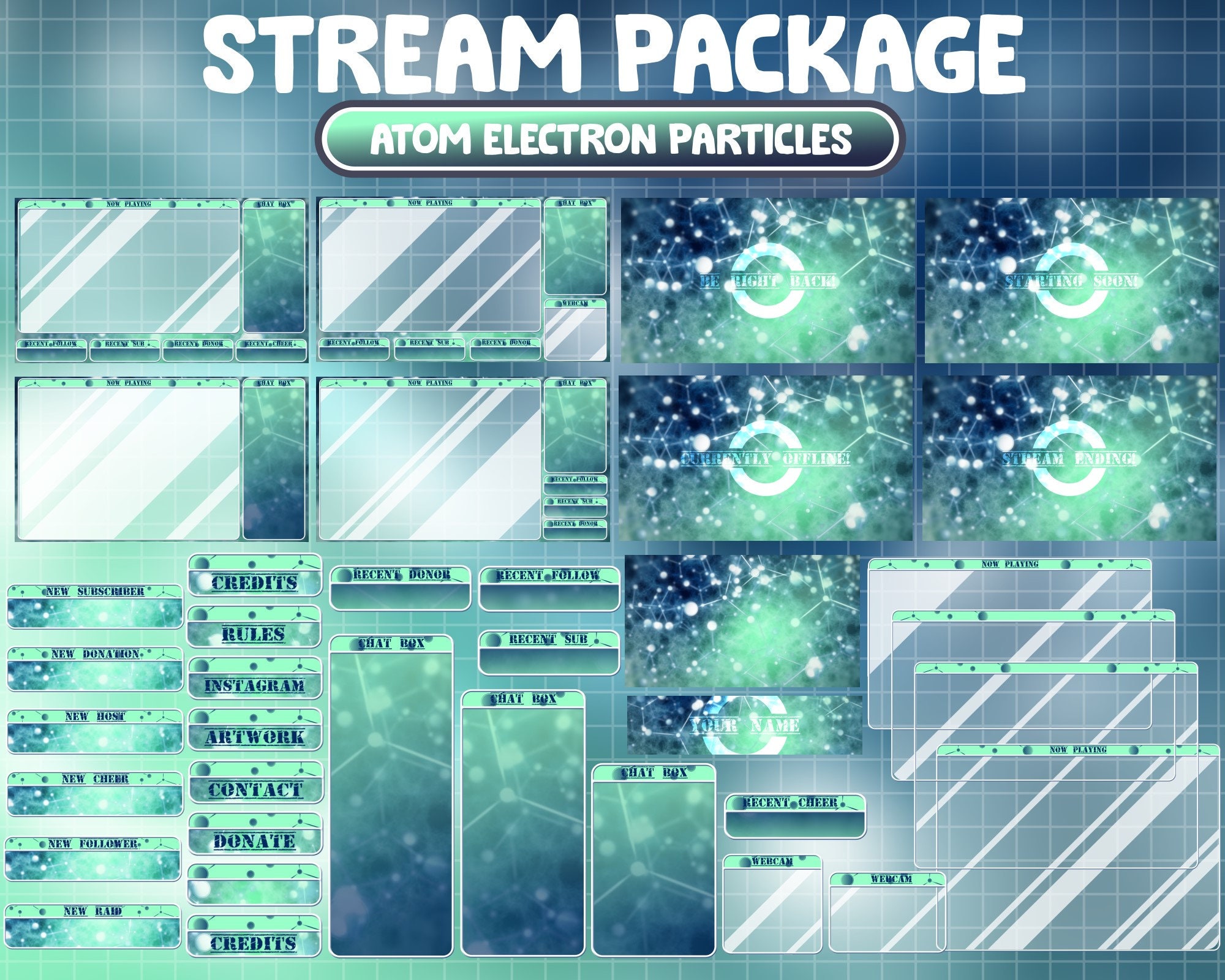 FULL ANIMATED Twitch Stream Package / Atomic Electron Particles / Atom ...