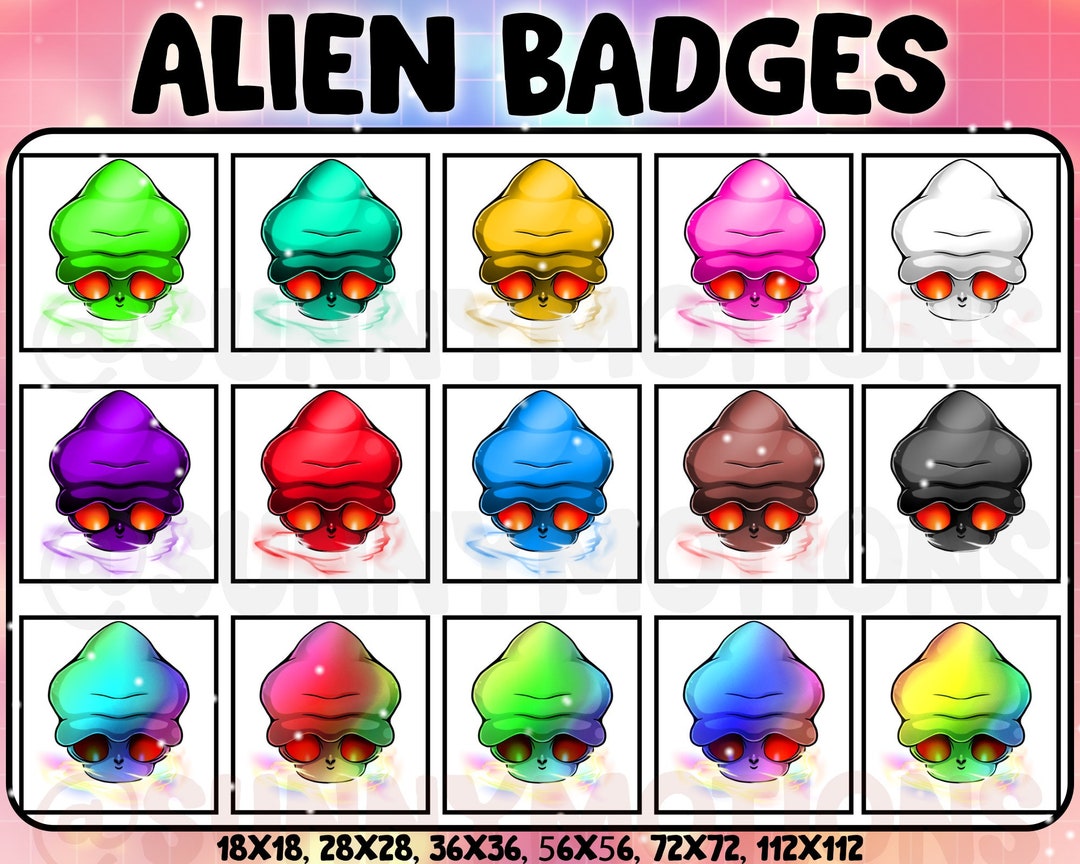 15 Alien Twitch Loyalty Sub Bit Badges / Retrowave Alien Emoji / Cool ...