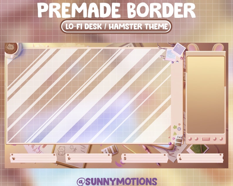 Animated Twitch Overlay Stream Package / Clean Retro Lo-fi Desk ...