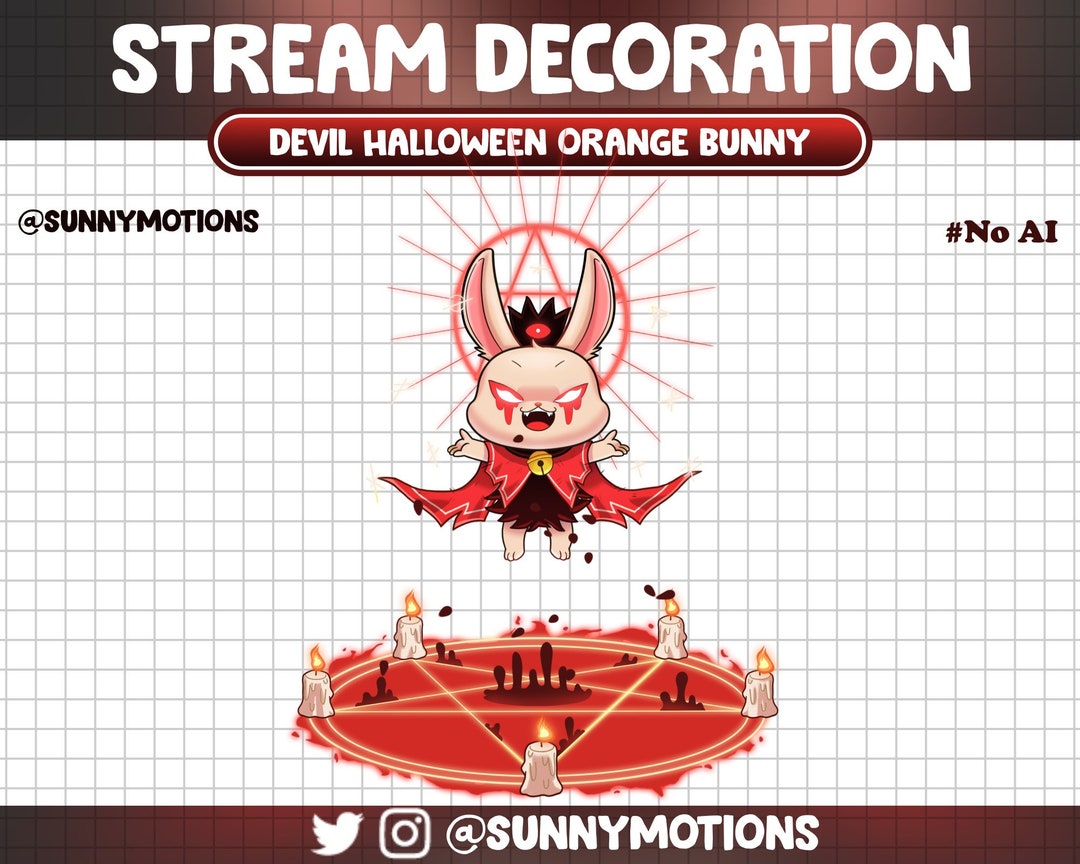 Animated Stream Decoration: Devil White Bunny, Spooky Halloween Witchy ...