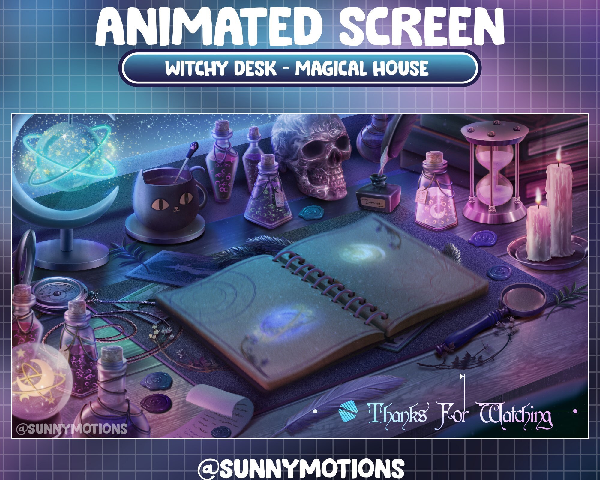 Animated Twitch Stream Package Overlay: Aesthetic Cozy Teal Pink ...