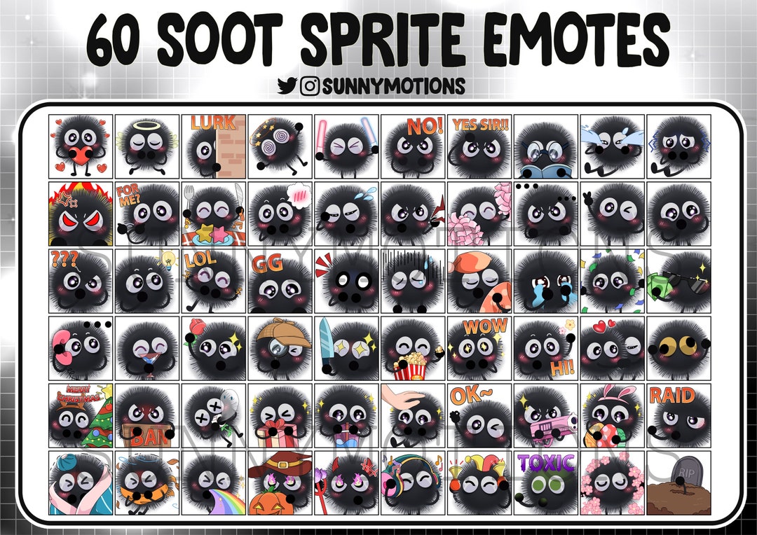 60 Cute Soot Sprite Twitch Emotes, Discord, Streamer, Scribble Creature ...