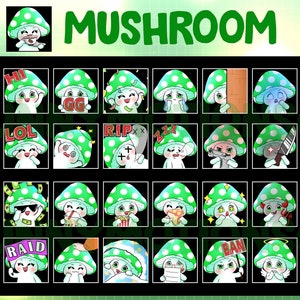 35 Cute Chibi Green Mushroom Twitch Discord Mixer Youtube Emotes ...