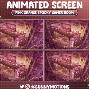ANIMATED Pink Orange Spooky Gamer Room Stream Screens, Halloween Devil Summon Circle, Witchy ...