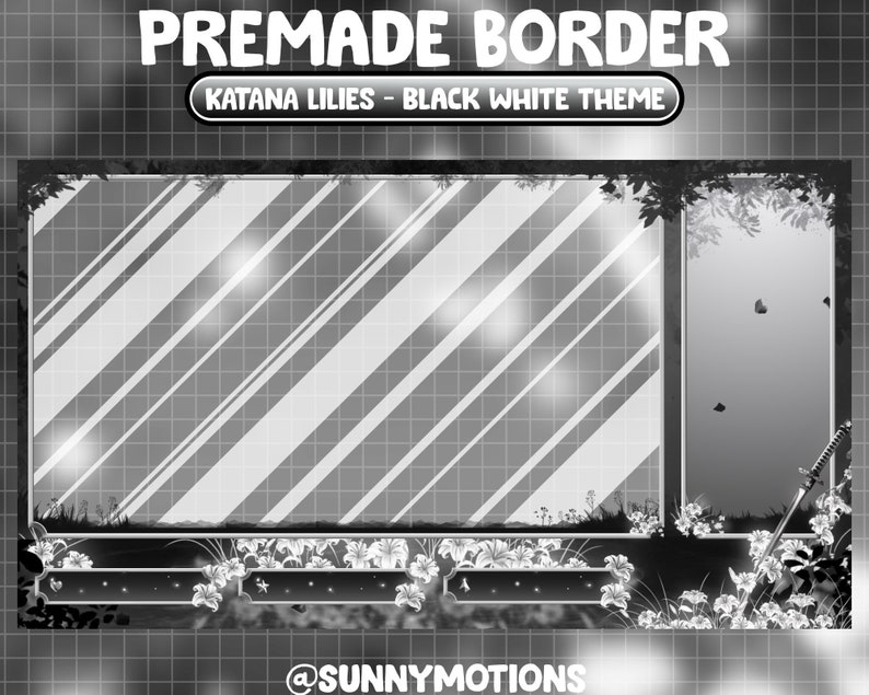 ANIMATED Twitch Overlay Stream Package / Katana & Lilies Flowers Screen ...