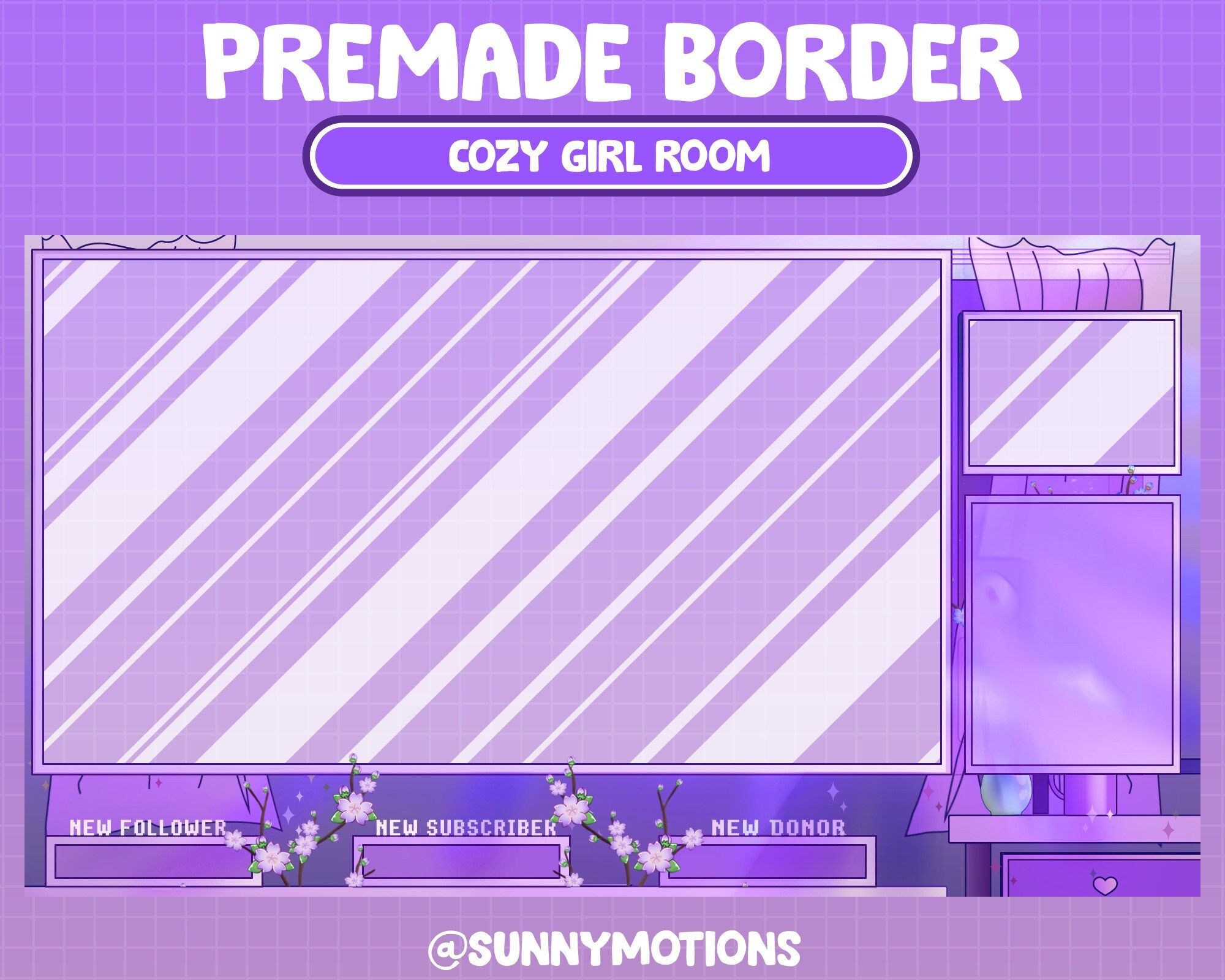 FULL ANIMATED Twitch Stream Package Overlay: Egirl Desk Bedroom ...