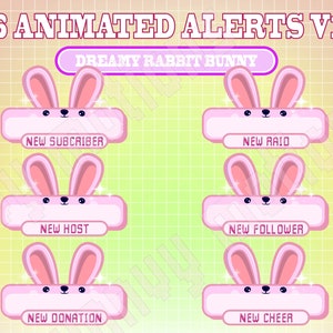 ANIMATED Twitch Stream Package / Cute Pink White Dreamy Sparkle Bunny ...