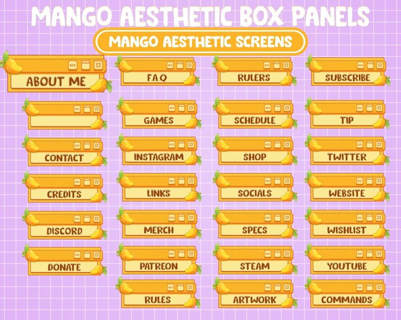 27x Twitch Pastel Mango Aesthetic Computer Pixel Pop up Box Window ...