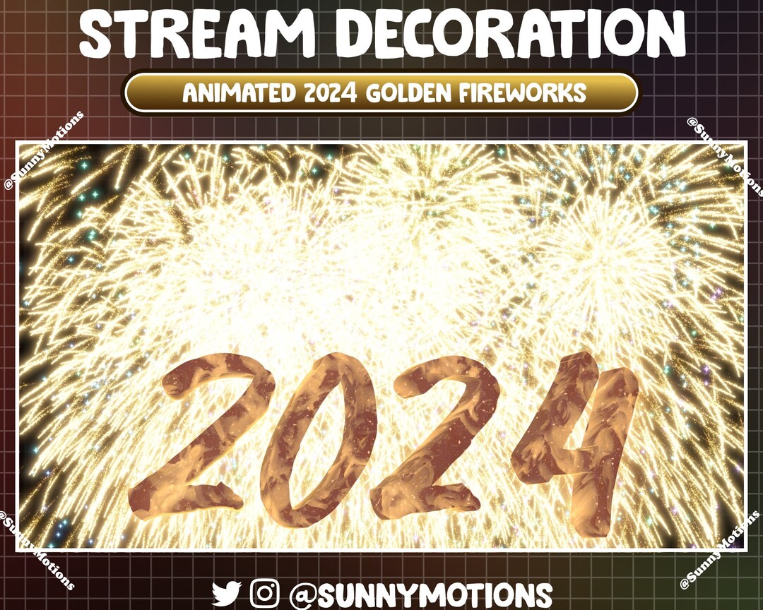 Animated Stream Decoration: 2024 Golden Fireworks, New Year, Christmas ...