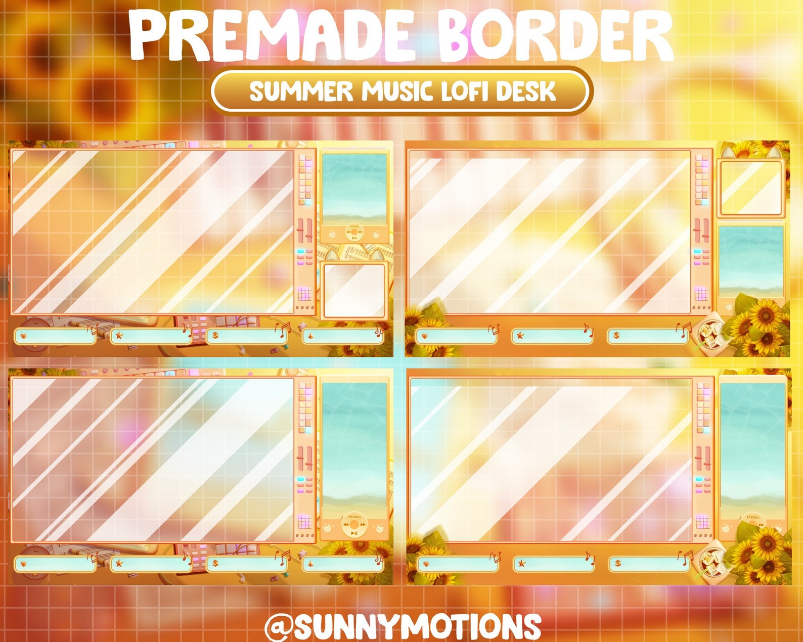 Animated Twitch Stream Package Overlay: Summer Retro Lofi - Etsy