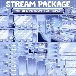 Animated Twitch Stream Package Overlay, Snowflake PC Game Room, Cozy ...