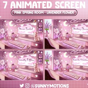 Animated Lo-fi Pink Spring Lavender Flower Room Twitch Screen Overlay ...
