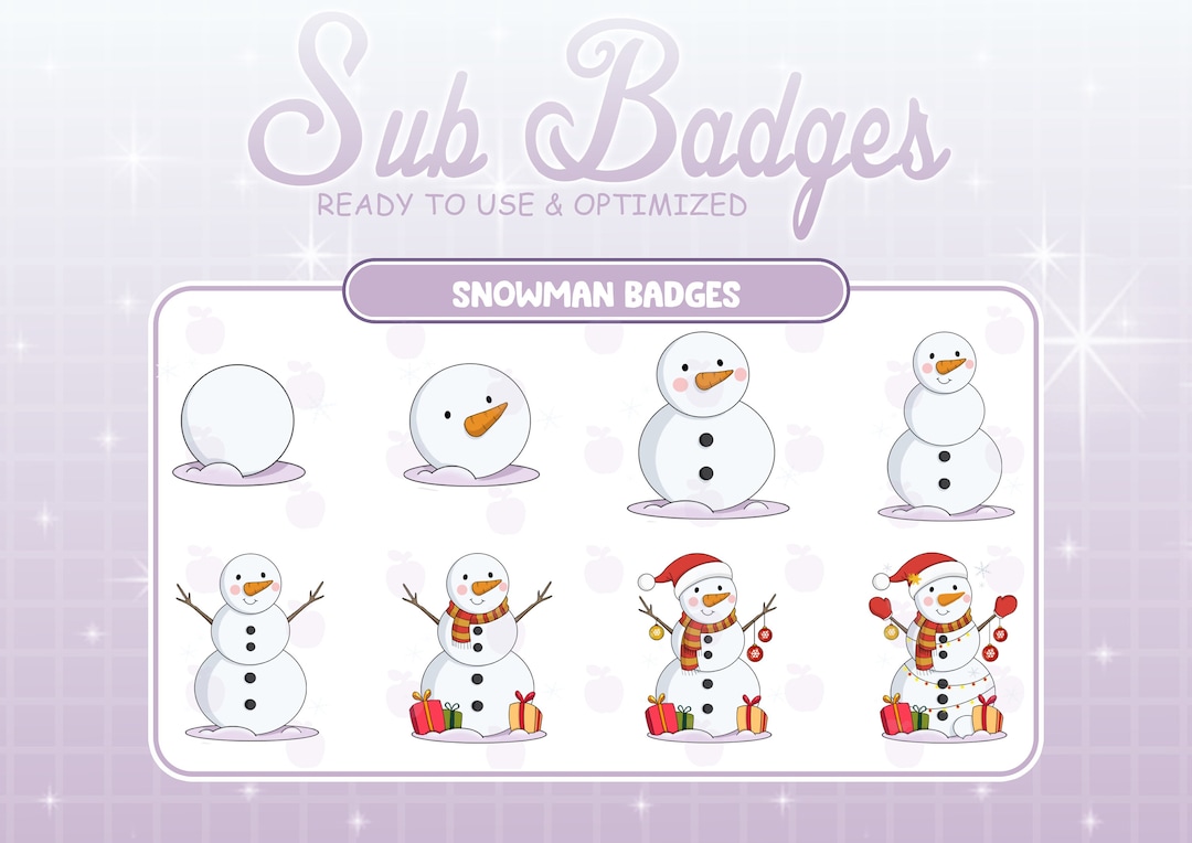 Snownman Twitch Sub Badges / Bit Badges / Kawaii Christmas Snowball ...