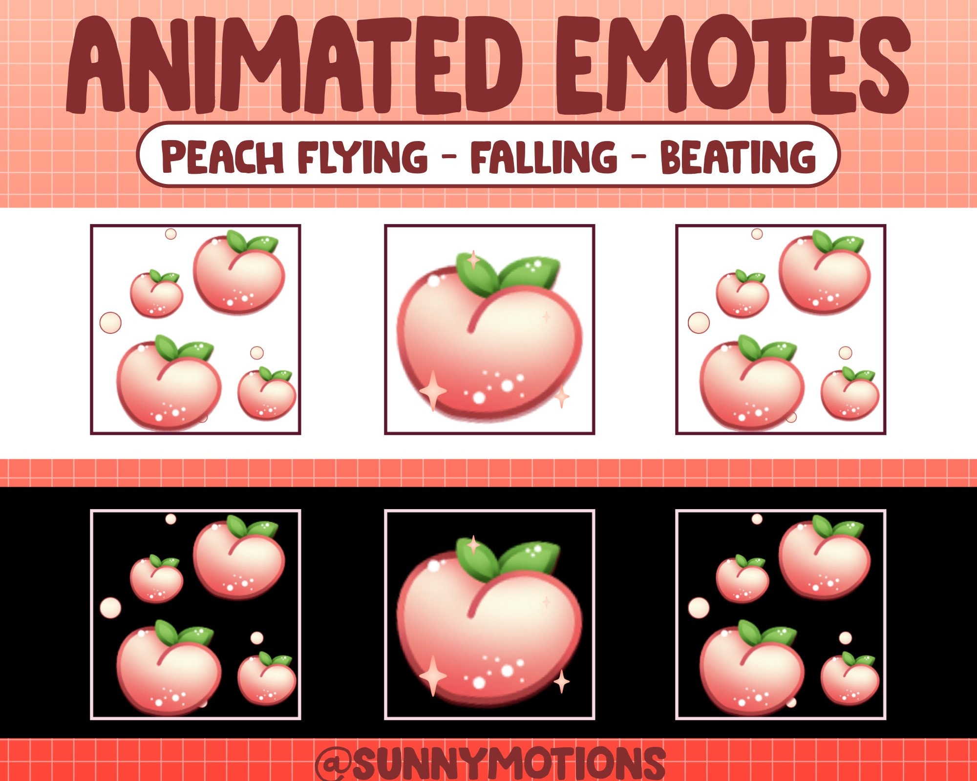 Animated Twitch Emotes / Pastel Pink Peach Fruit / Falling - Etsy Australia