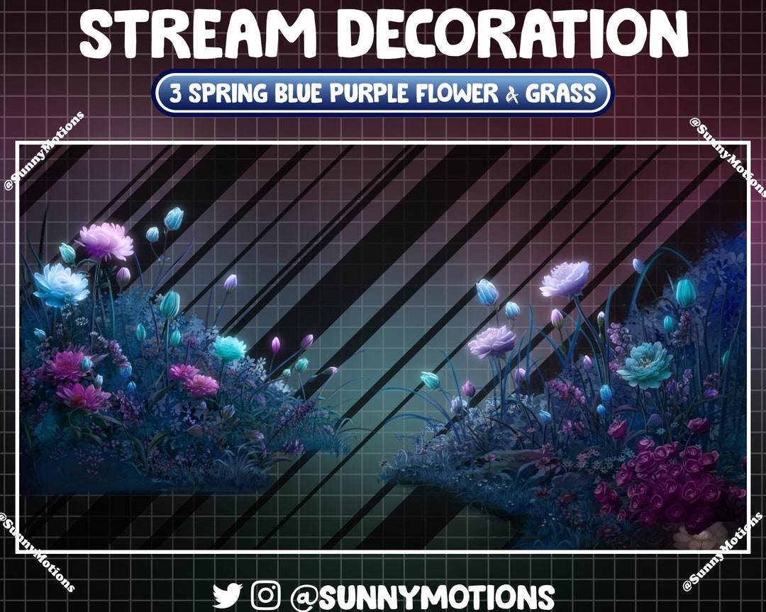 3 Animated Stream Decoration: Magical Glowing Blue Purple Garden Twitch ...