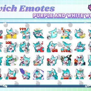 32x Cute Chibi Kawaii Turquoise Blue White Wolf With Blue Eyes Twitch ...