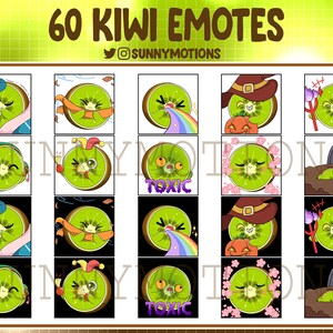 60 Cute Kiwi Fruit Twitch Emotes, Discord Streamer, Kawai Kiwis Slice ...