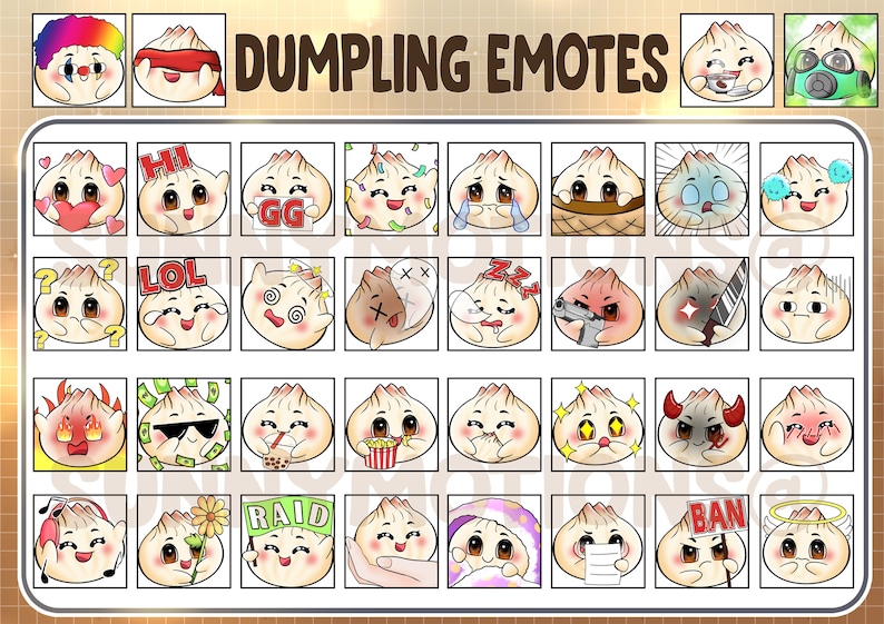 36 Cute Chibi Dumpling Twitch Discord Emotes, Bao Cake Donation ...