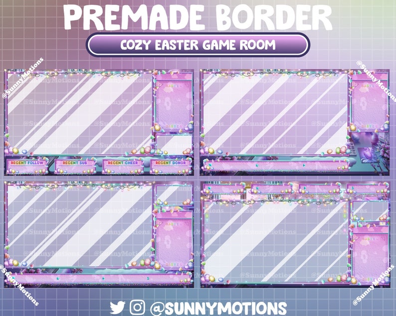ANIMATED Stream Package: Pink Blue Easter's Day Game Room Set up Twitch ...